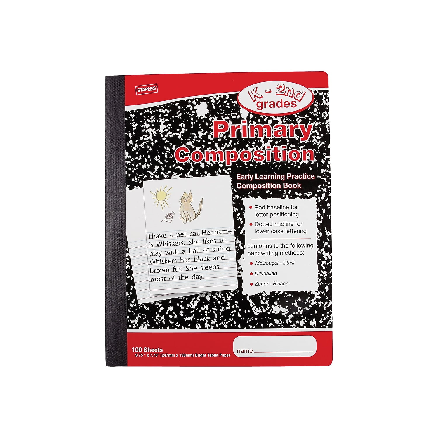 Staples Primary Composition Notebook with Ruled Lines, 100 Pages, 12 ...