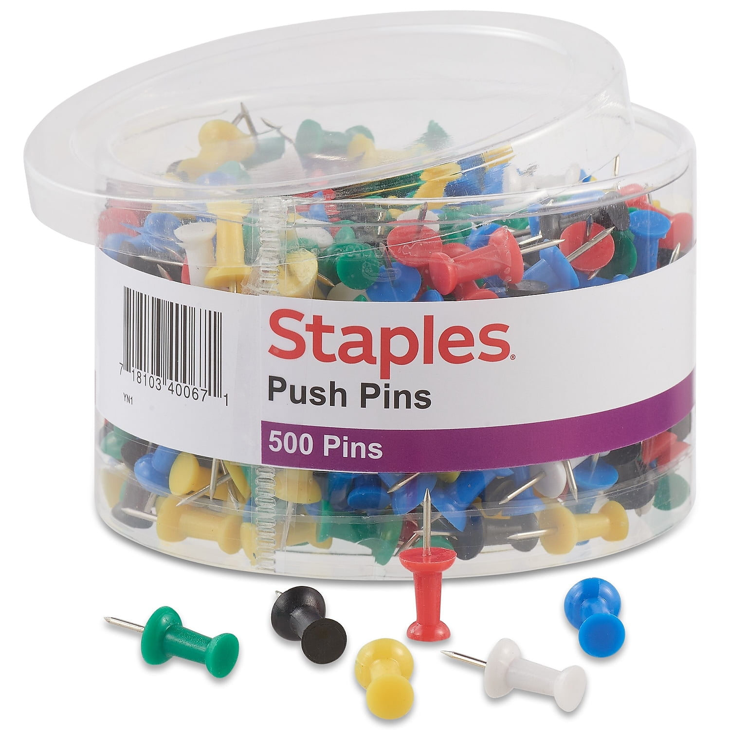 Staples Push Pins Assorted Colors 500/Tub 480118 - Walmart.com