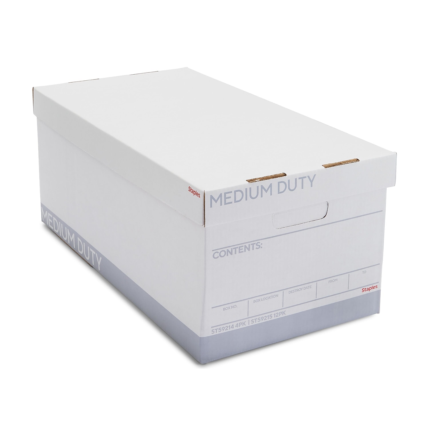 Staples, Corrugated Storage Boxes, 25.12"x13"x10.75", White/Gray 12/CT ...