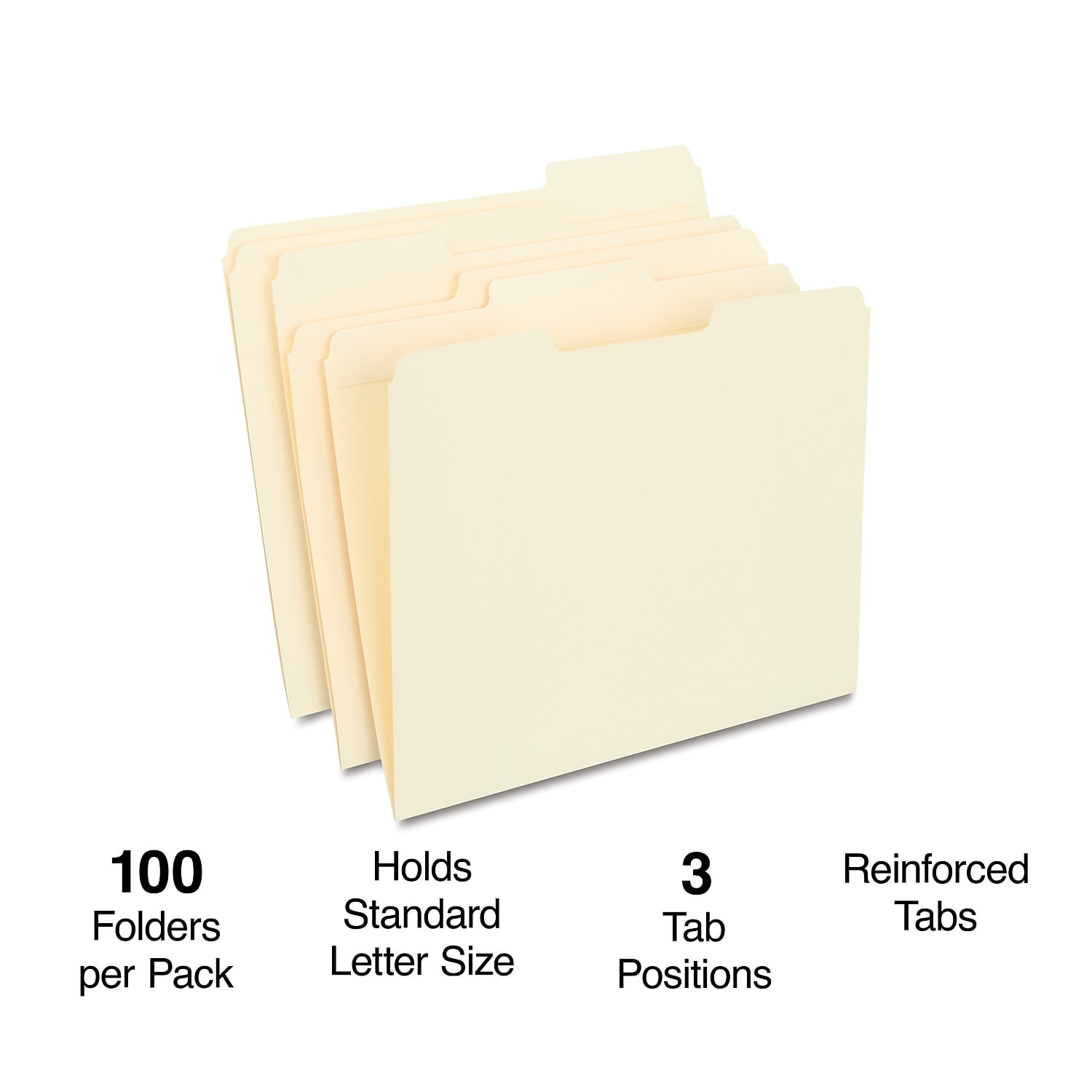 Staples Reinforced File Folder 1/3 Cut Tab Letter Size Manila 200 ...