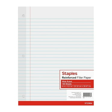 Five Star Reinforced Filler Paper, Wide Ruled, 100 Sheets/Pack (15049 ...