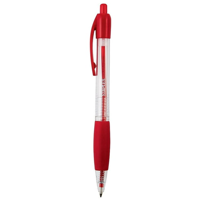 Staples Retractable Ballpoint Pens Medium Point Red Ink 36/Carton 50792 ...