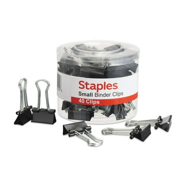 "Staples Small Metal Binder Clips, Black, 0.75"" Size, 0.38"" Capacity ...