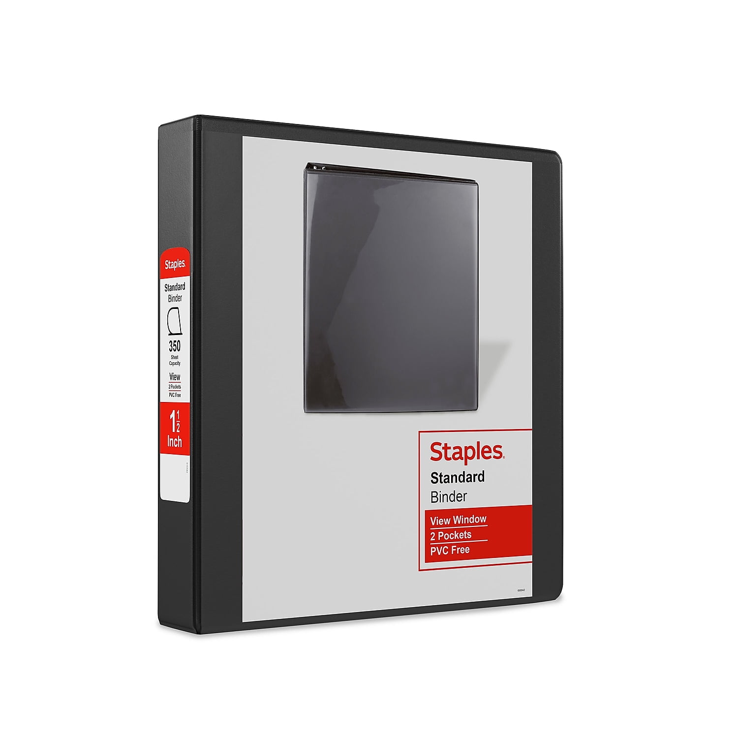 Staples Standard 1 1/2" 3-Ring View Binder Black (26437-CC) 55398/26437 ...