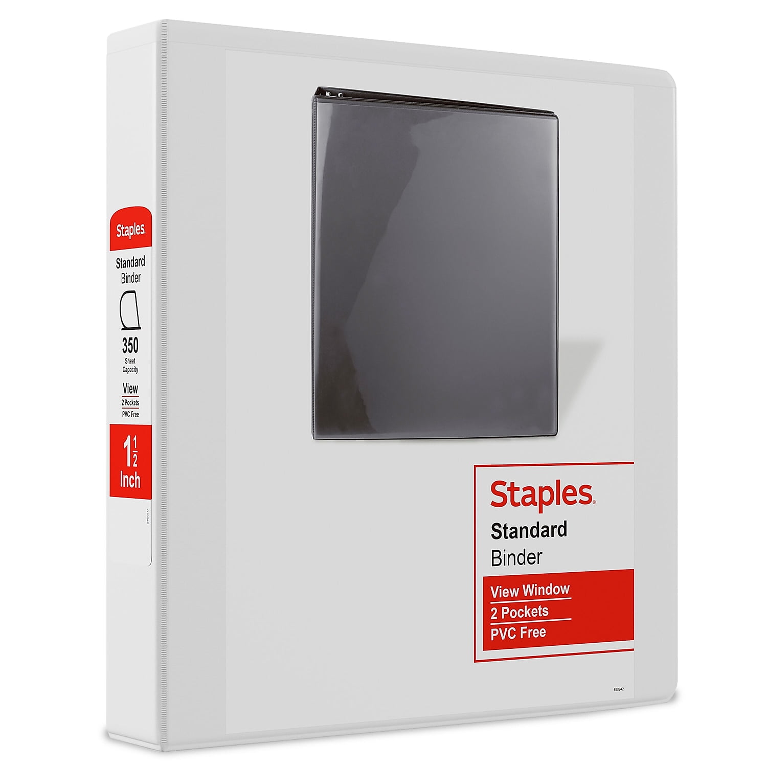 Staples Standard 1.5" 3-Ring View Binders White 12/Carton (26438CT ...