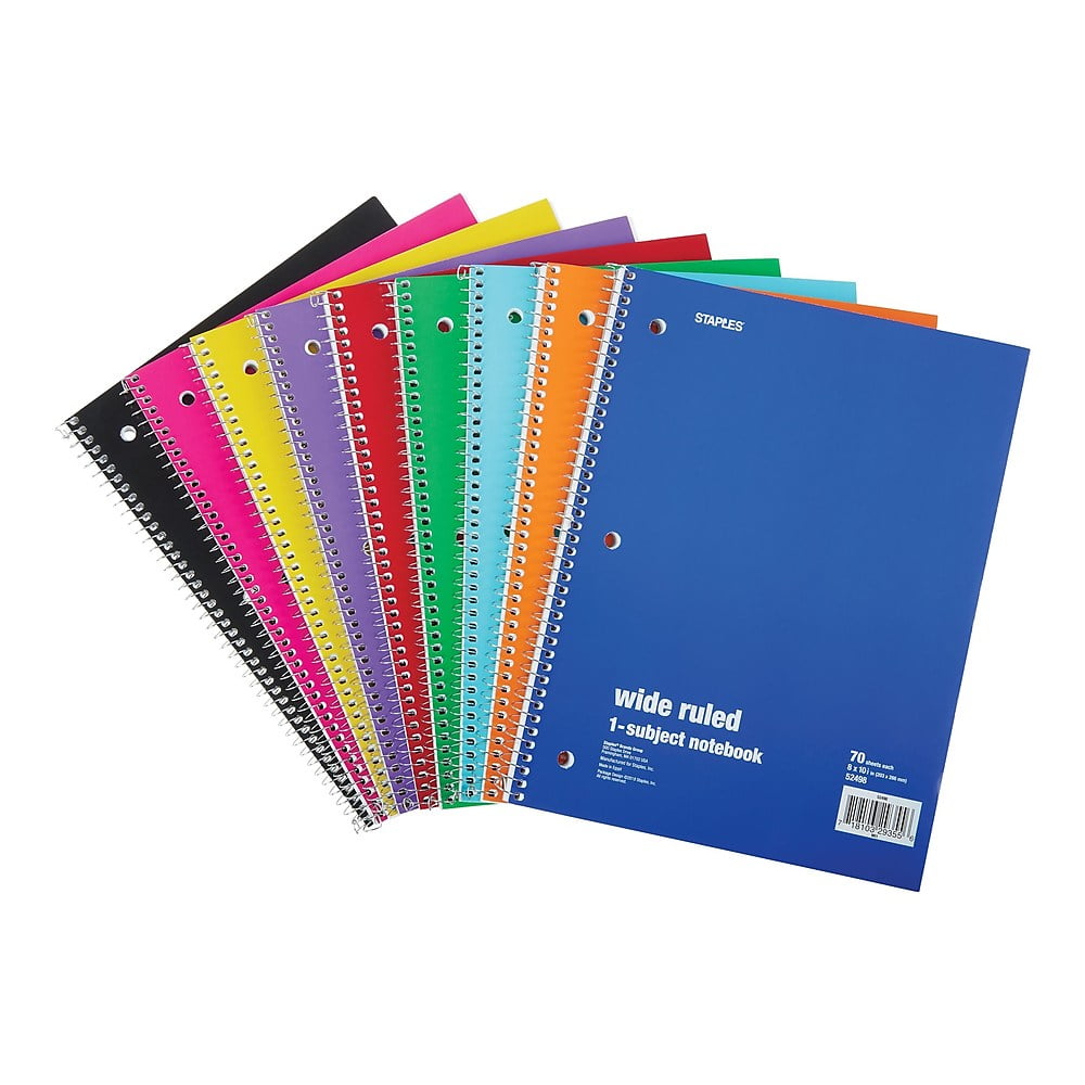 Staples - Subject notebook - spiral-bound - 8 in x 10.47 in - 70 sheets ...