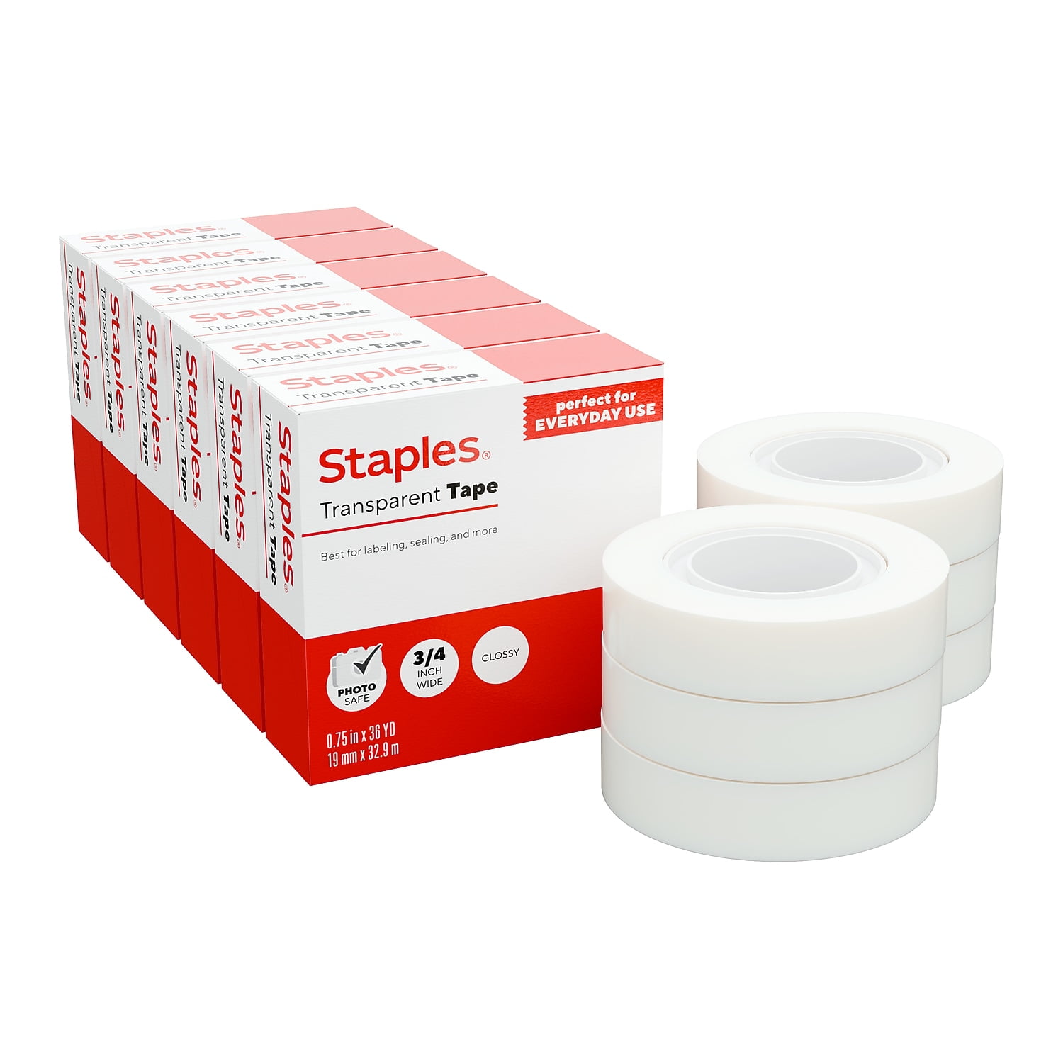 Staples Transparent Tape Refill 3/4" x 36 yds. 6 Rolls/Pack (ST62854 ...