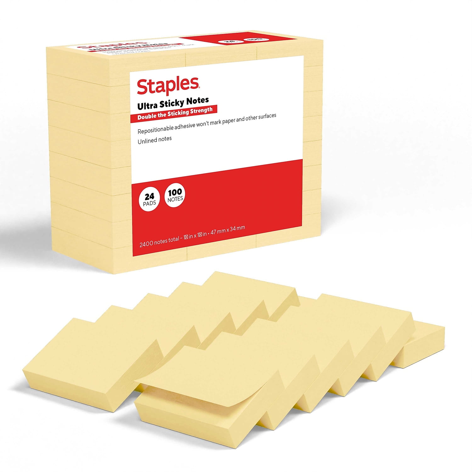 Staples Ultra Sticky Notes 1 3/8" x 1 7/8" Sunshine Collection 100 ...