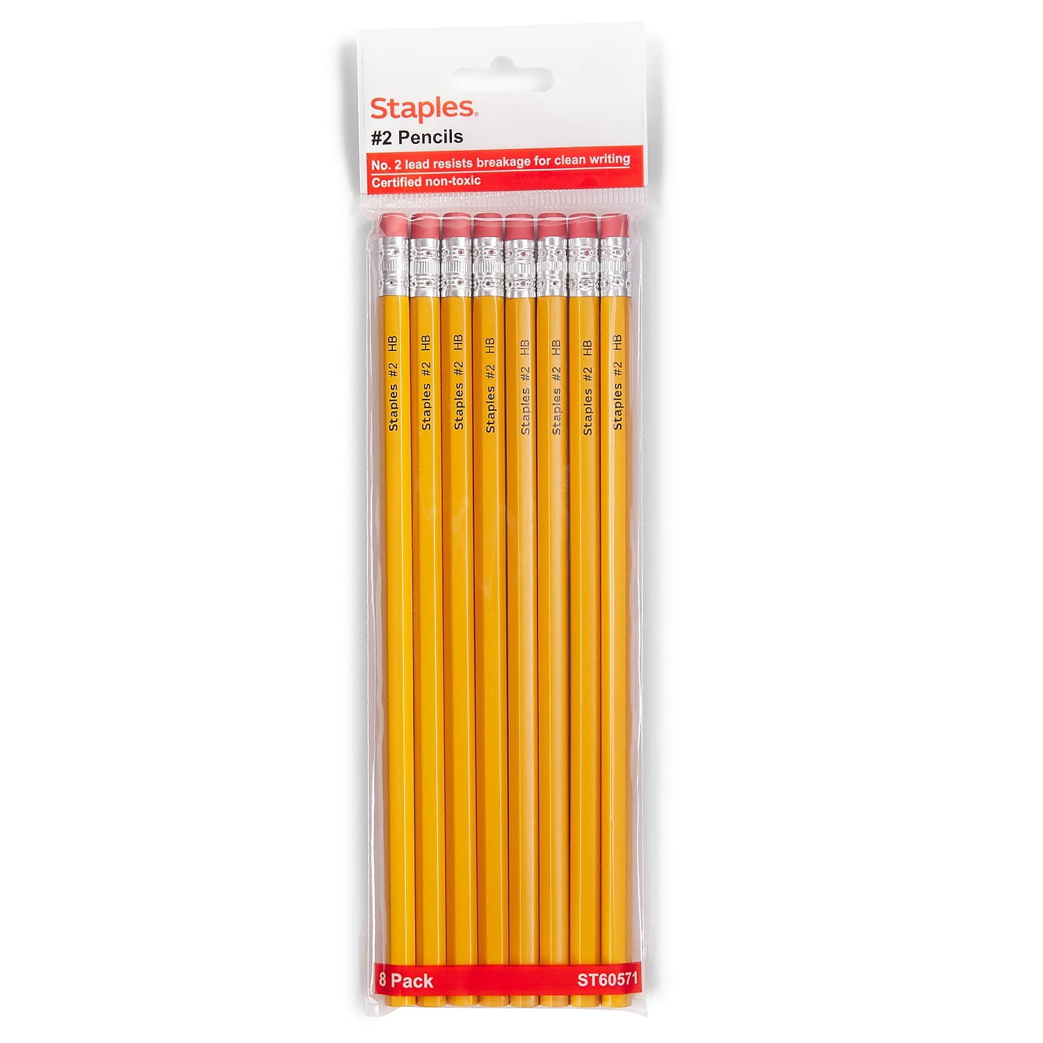 Staples Wooden Pencil 2.2mm #2 Medium Lead 8/Pack (ST60571-US ...