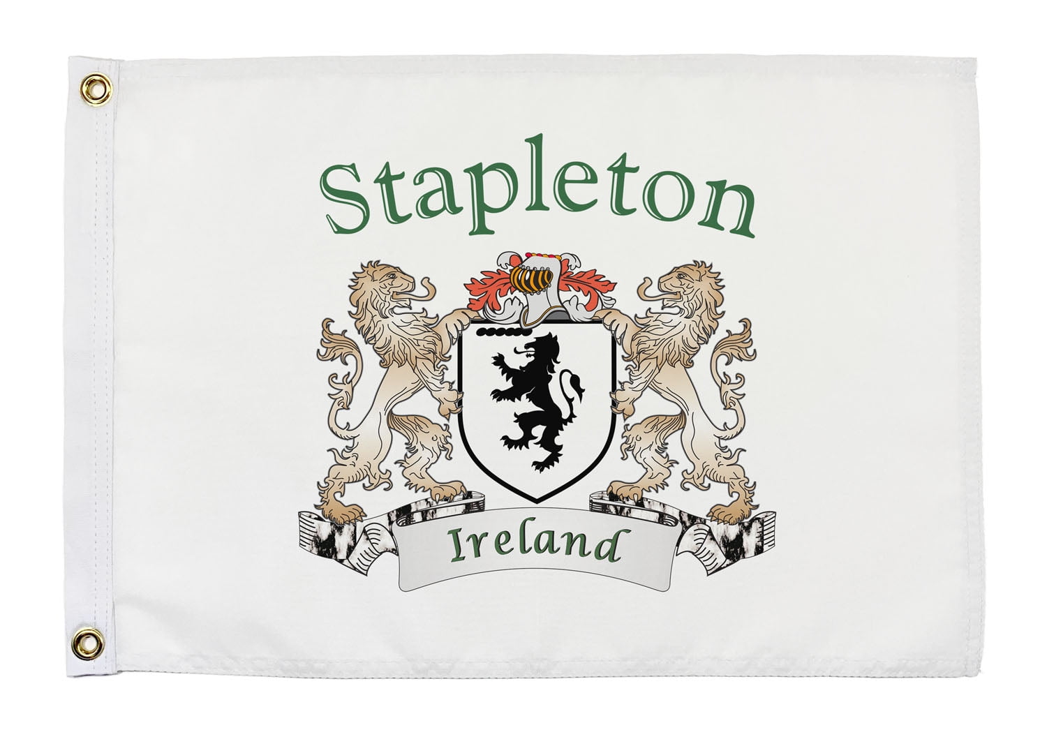 Stapleton Irish Coat of Arms Small White Flag - 16"x10.5" inches ...