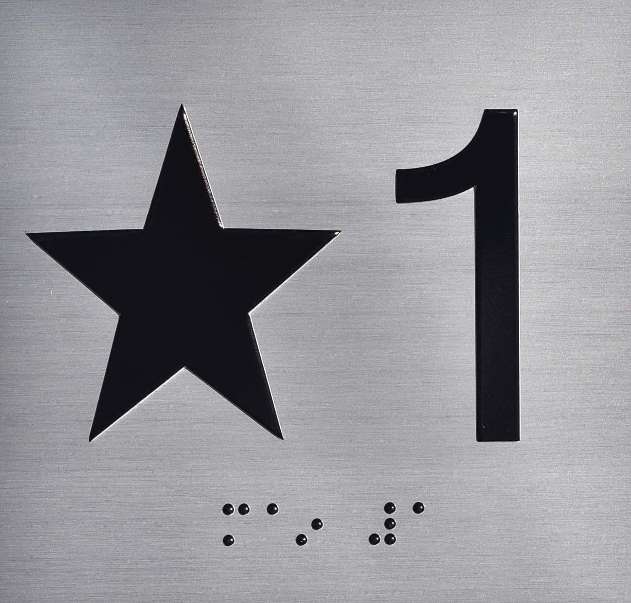 Star 1 (Star 1ST) Elevator Jamb Plate Sign with Braille and Raised ...