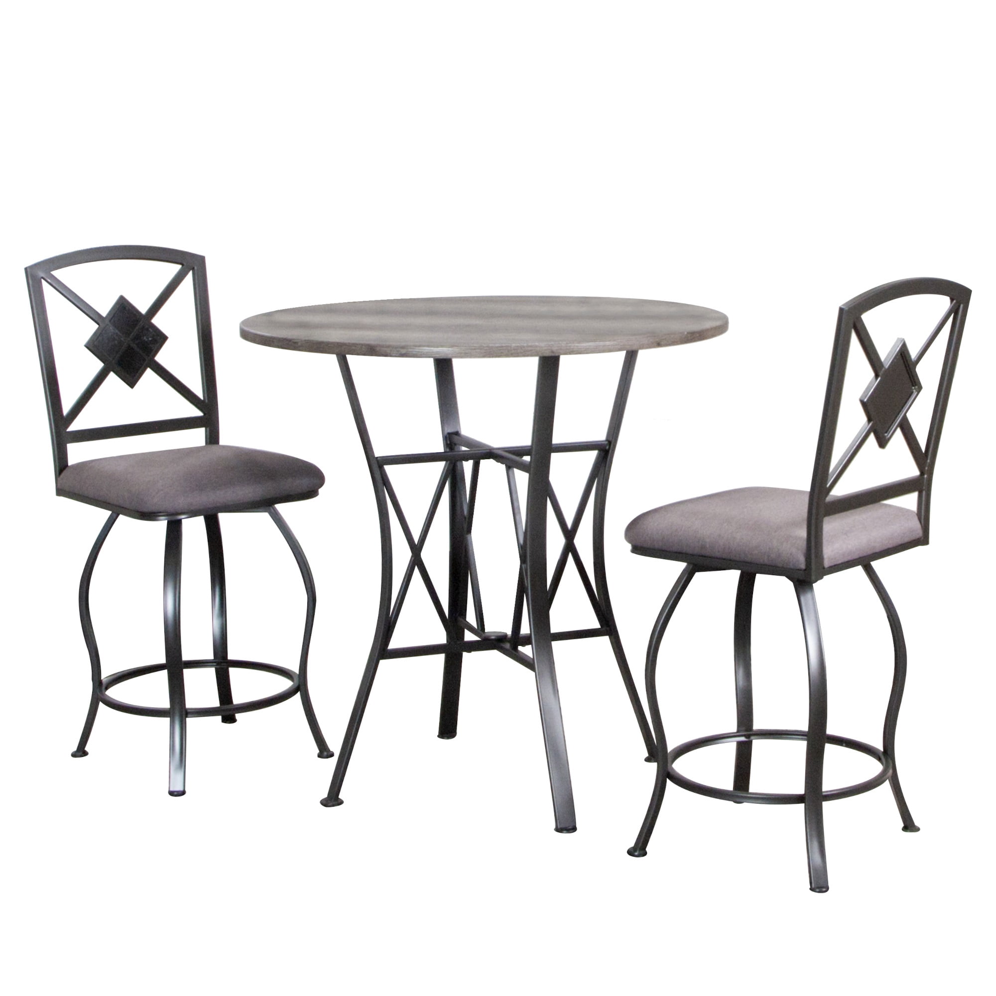 Star 3-Piece Round Wood Top Gray Dining Set - Walmart.com