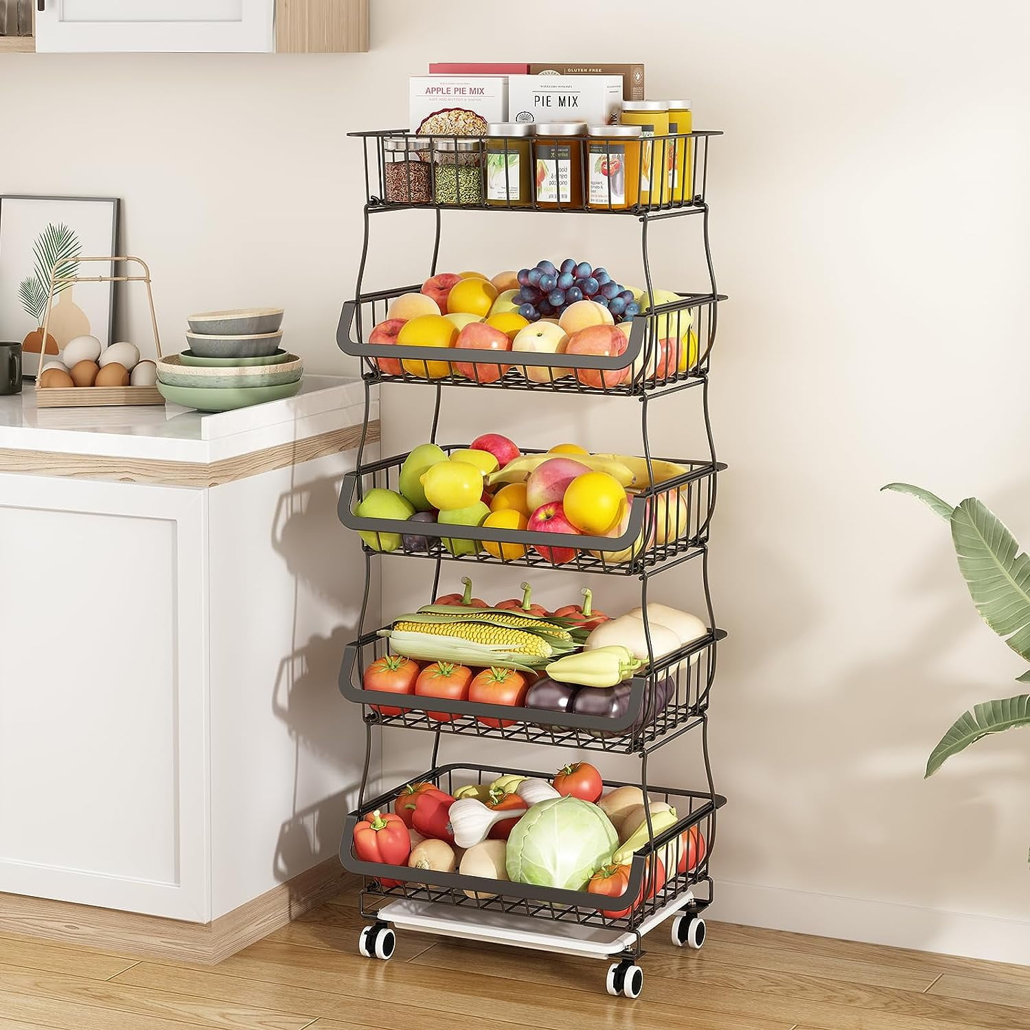 Star 5 Tier, Kitchen Fruit Vegetable Storage Cart, Vegetable Basket ...