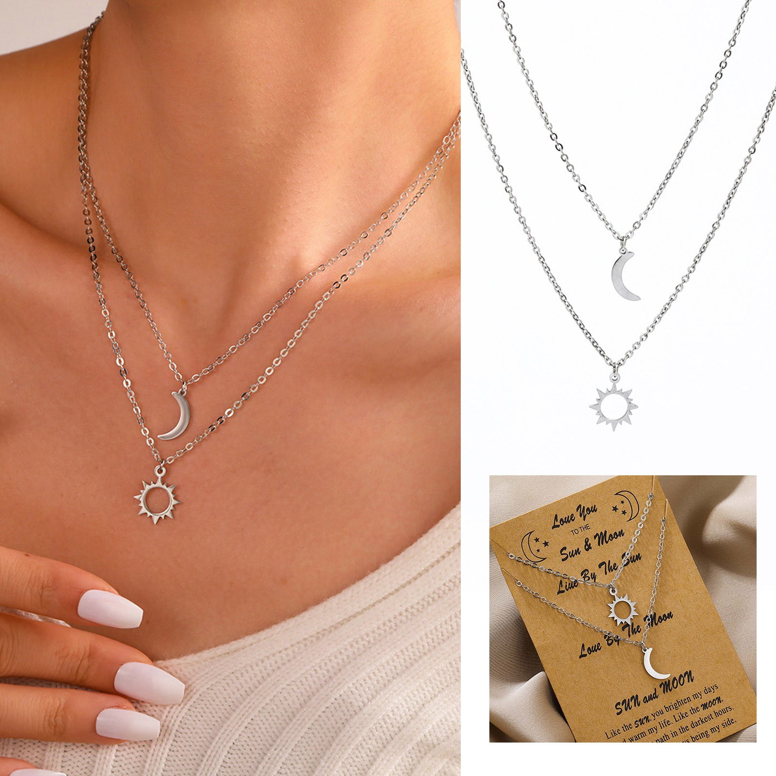 Star And Moon Card Necklace Matching Friendship Necklaces Knot ...