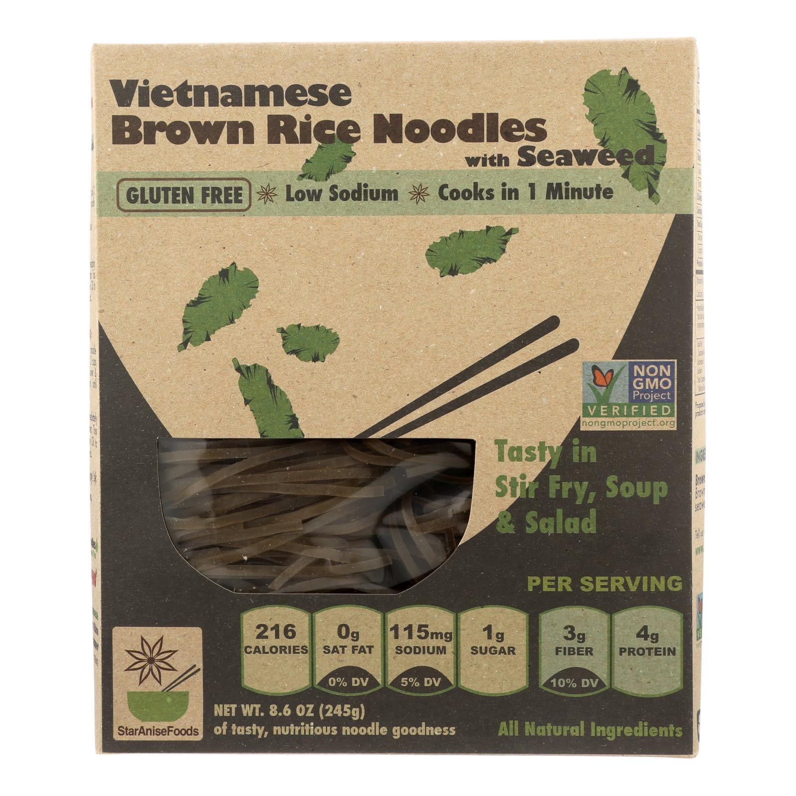 Star Anise Foods Noodles - Brown Rice - Vietnamese - with Seaweed - 8.6 ...