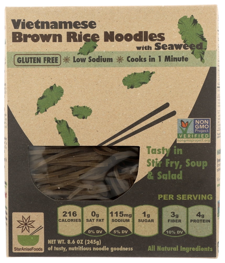 Star Anise Foods Vietnamese Brown Rice Noodles with Seaweed 8.6 oz Pack ...