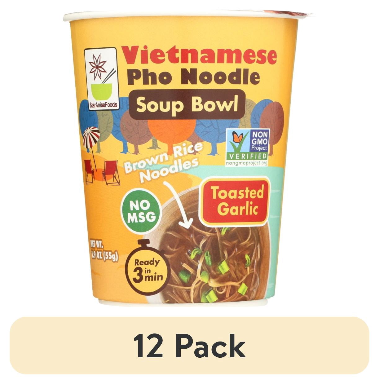 (12 pack) Instant Vietnamese Noodle Pho Bowl NO MSG, Gluten Free, Ramen ...