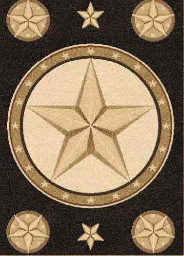 Star Area Rug Lone Star Black & Brown Design TX12, 5 Feet 2 Inch X 7 ...