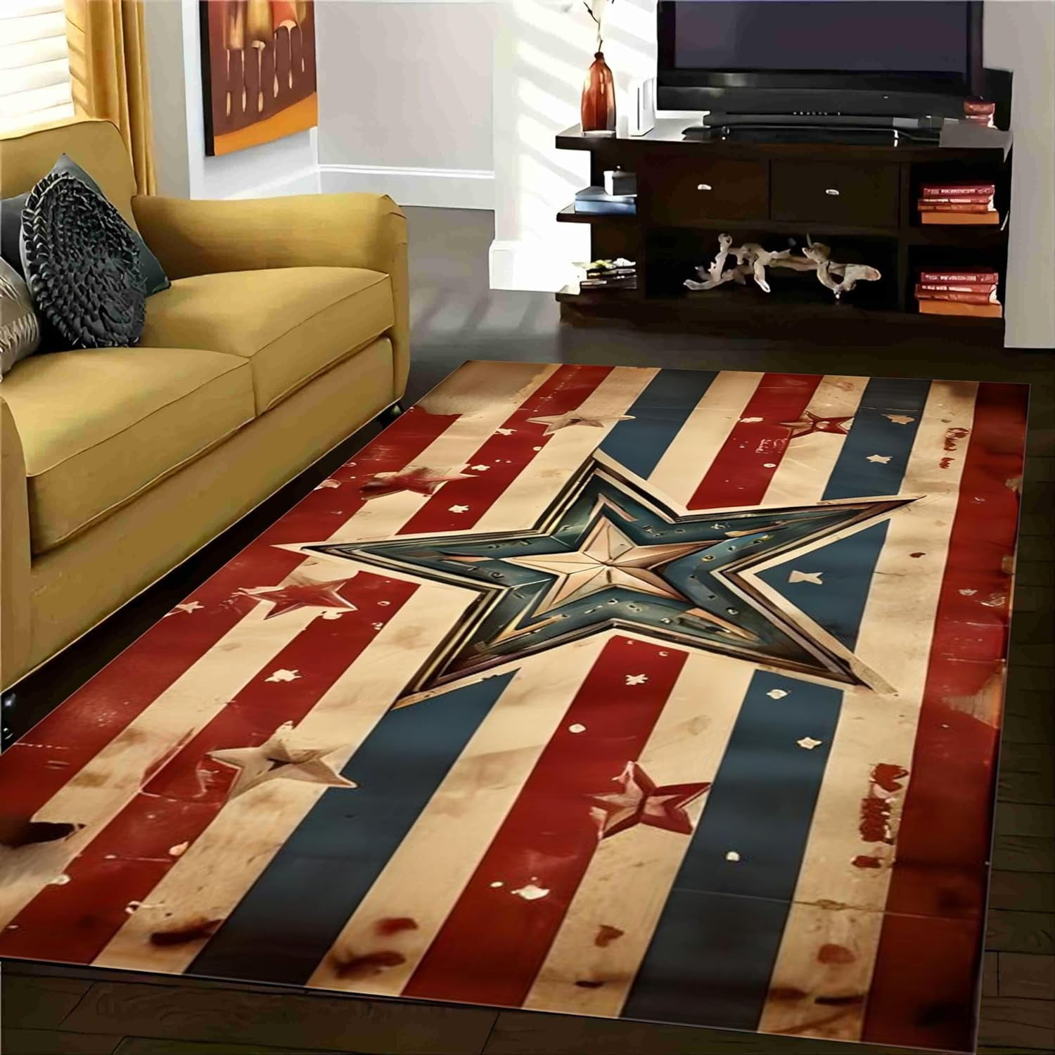 Star Area Rug Western Rug Texas Star Decor Vintage Distressed Rustic ...