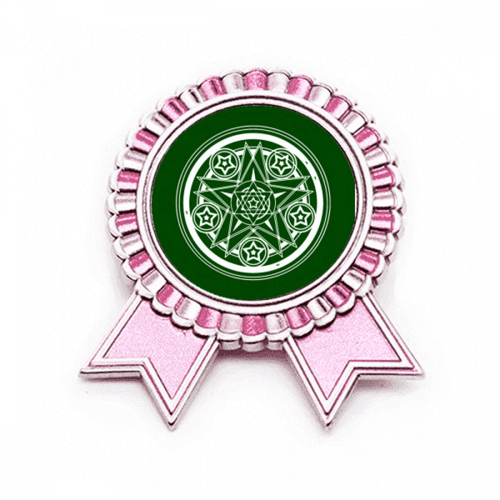 Star Array Overlap Mystery Badge Brooch Pin Pink Winner Award Medal ...