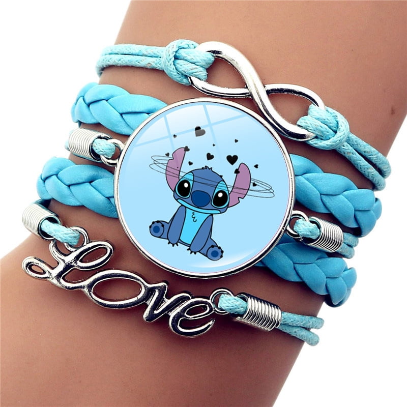 Star Baby Stitch Blue Woven Bracelet Stitch Cartoon Time Gem Leather ...