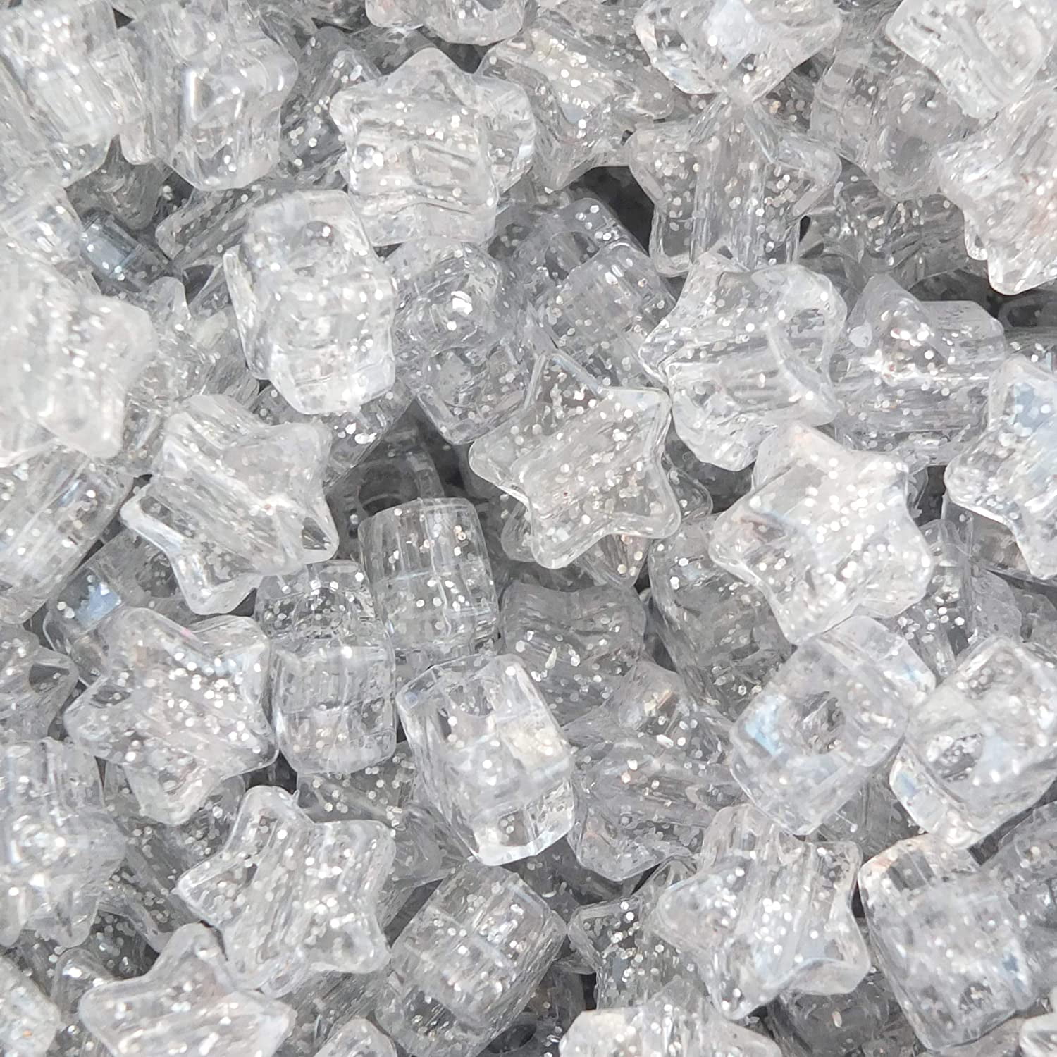 Star Beads Silver Glitter Sparkle 13mm Pony Beads Made in USA - Walmart.com