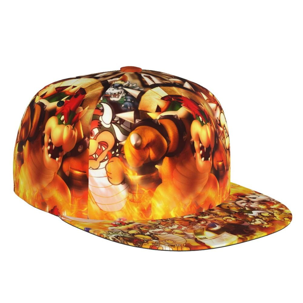 Star Bowser Unisex Flat Brim Cap Fashion Adjustable Fitted Hat Baseball ...