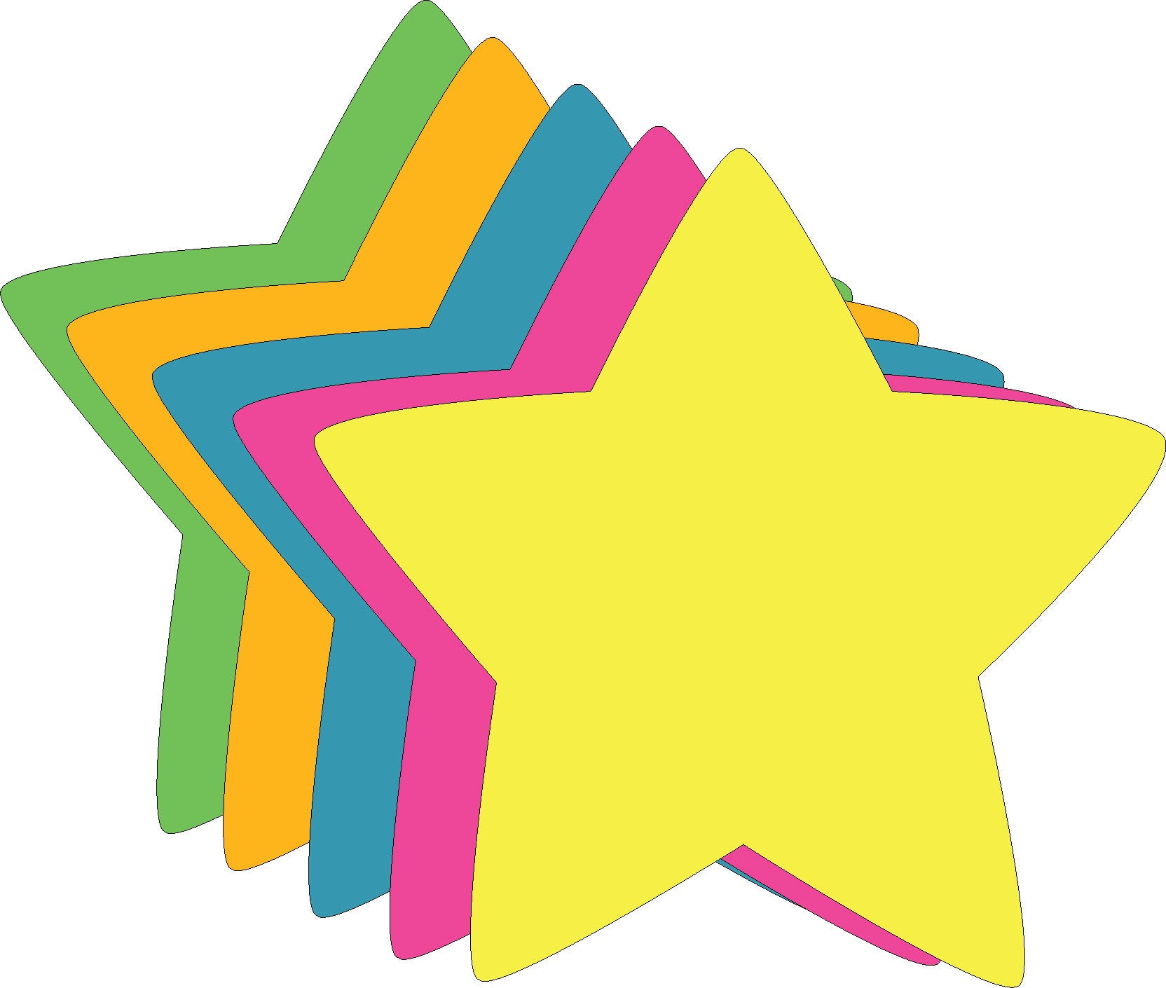 SHAPES ETC. Star Bright Neon Assorted Color Small Cut-Outs- 3” x 3 ...