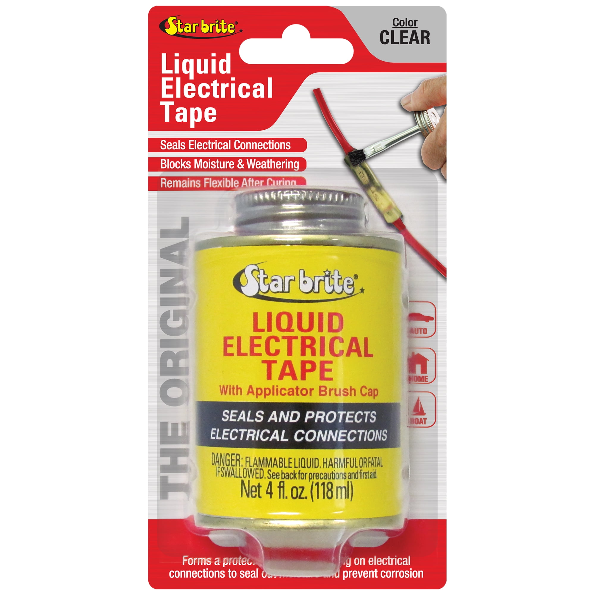 STAR BRITE Liquid Electrical Tape with Applicator Brush Cap Clear 4 fl ...