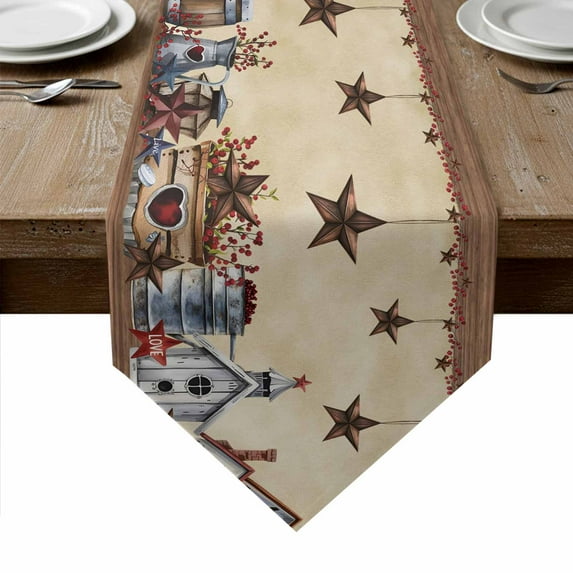 Star Brown Table Runner Linen Burlap Table Runner 72 Inches Long ...