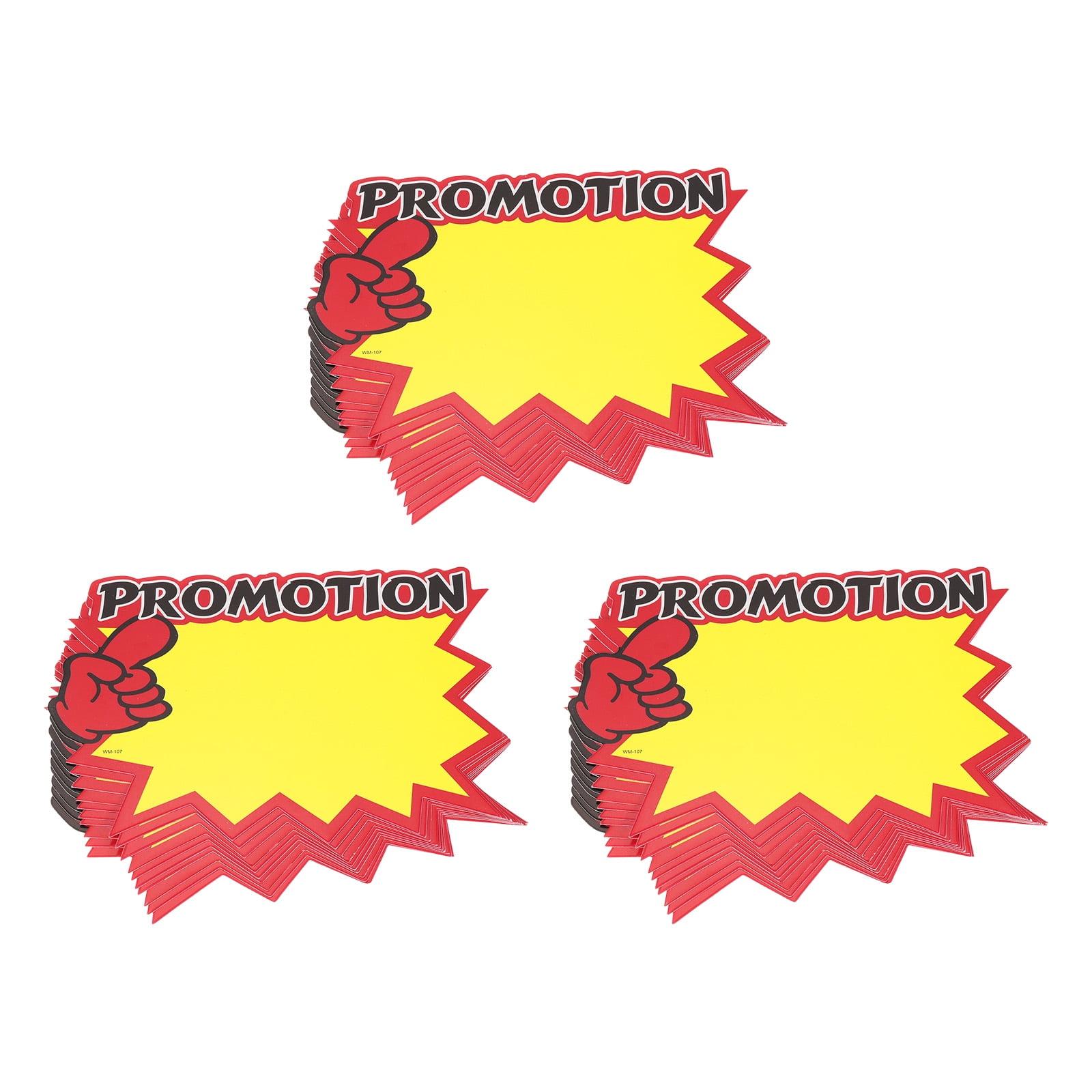 Star Burst Finger Signs Price Tags 7 x 5.5 Inch Red Border Yellow Color ...