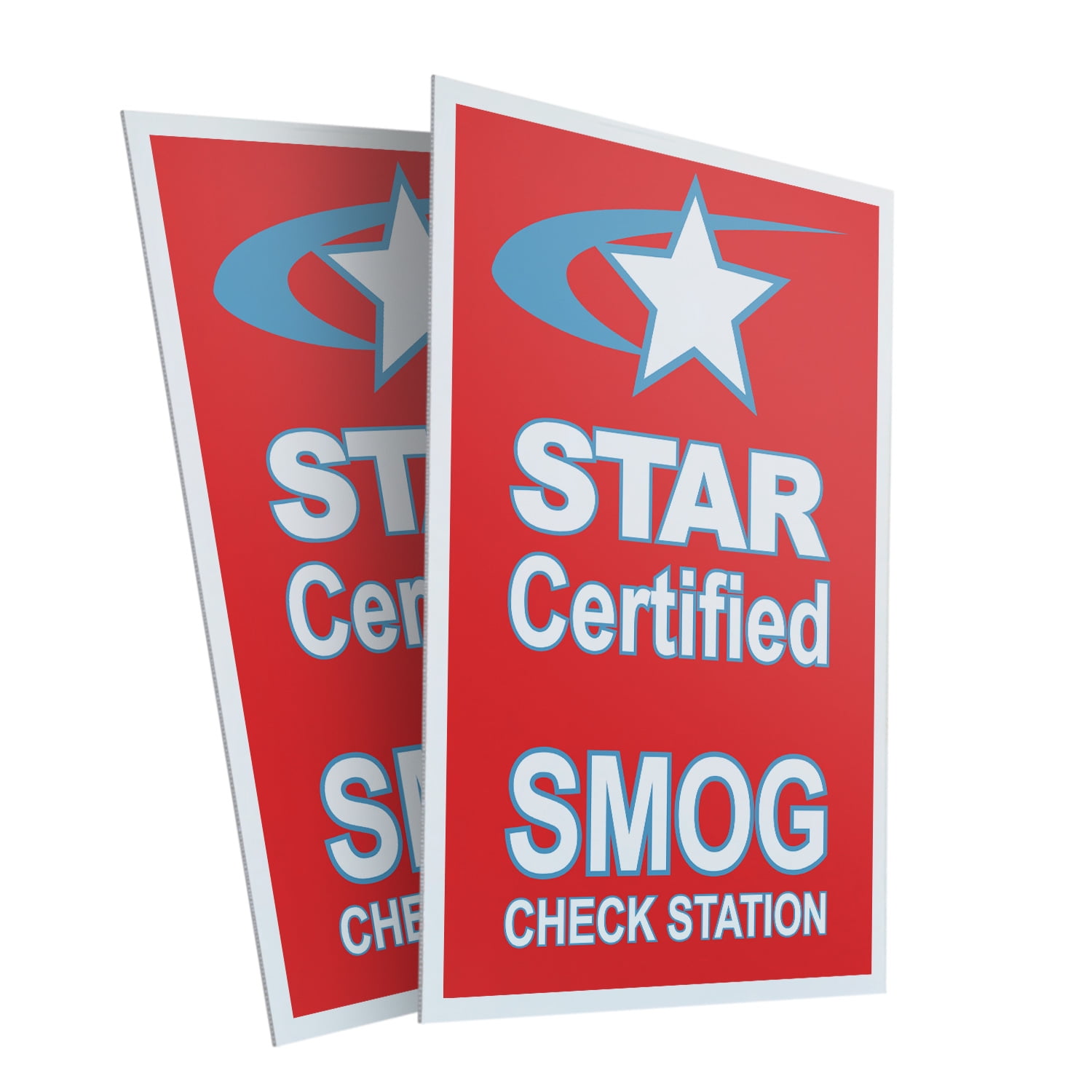Star Certified Smog Check Station (2-Pack) 24" x 36" Plastic Signs Sign ...