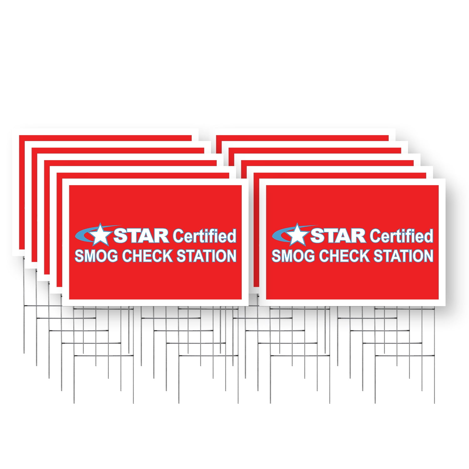 Star Certified Smog Check Station Yard Sign 10 Pack of 24 Inch x 36 ...
