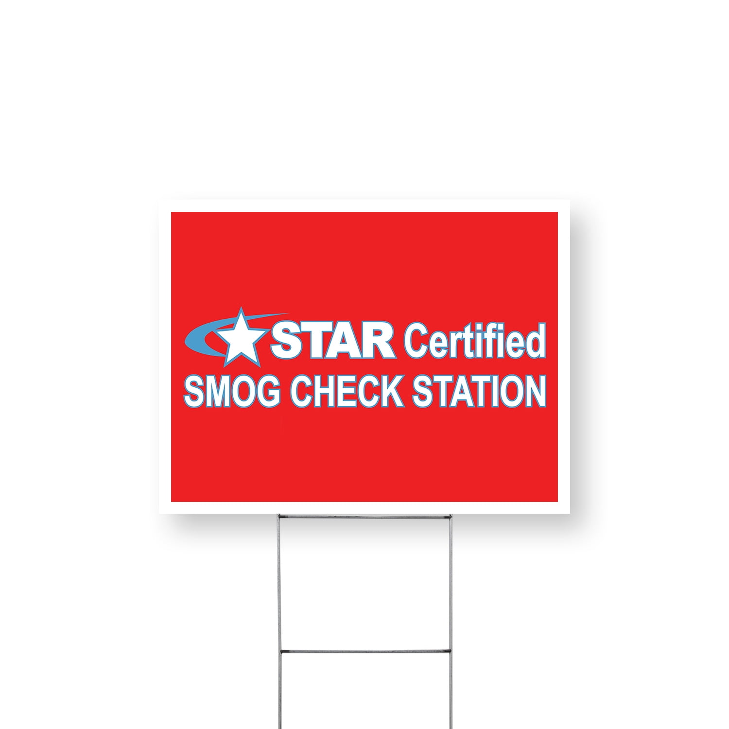 Star Certified Smog Check Station Yard Sign 18 Inch x 24 Inch Double ...