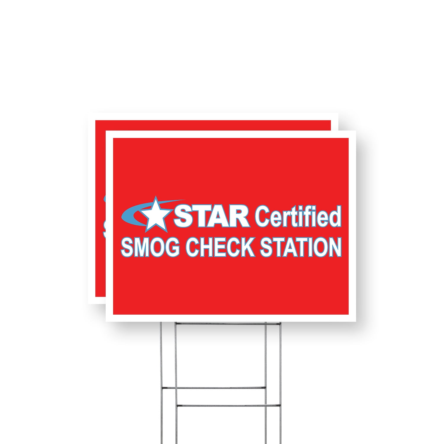 Star Certified Smog Check Station Yard Sign 2 Pack of 12 Inch x 16 Inch ...