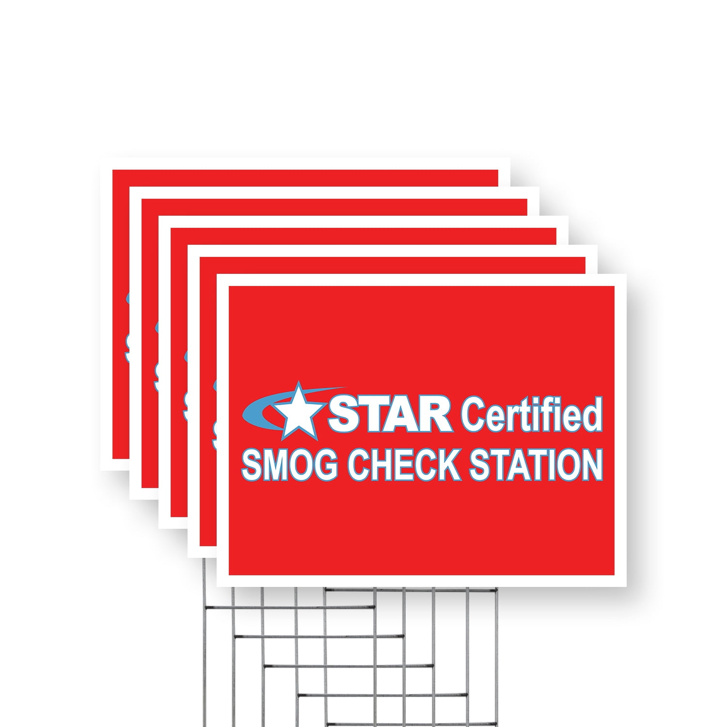 Star Certified Smog Check Station Yard Sign 5 Pack of 18 Inch x 24 Inch ...