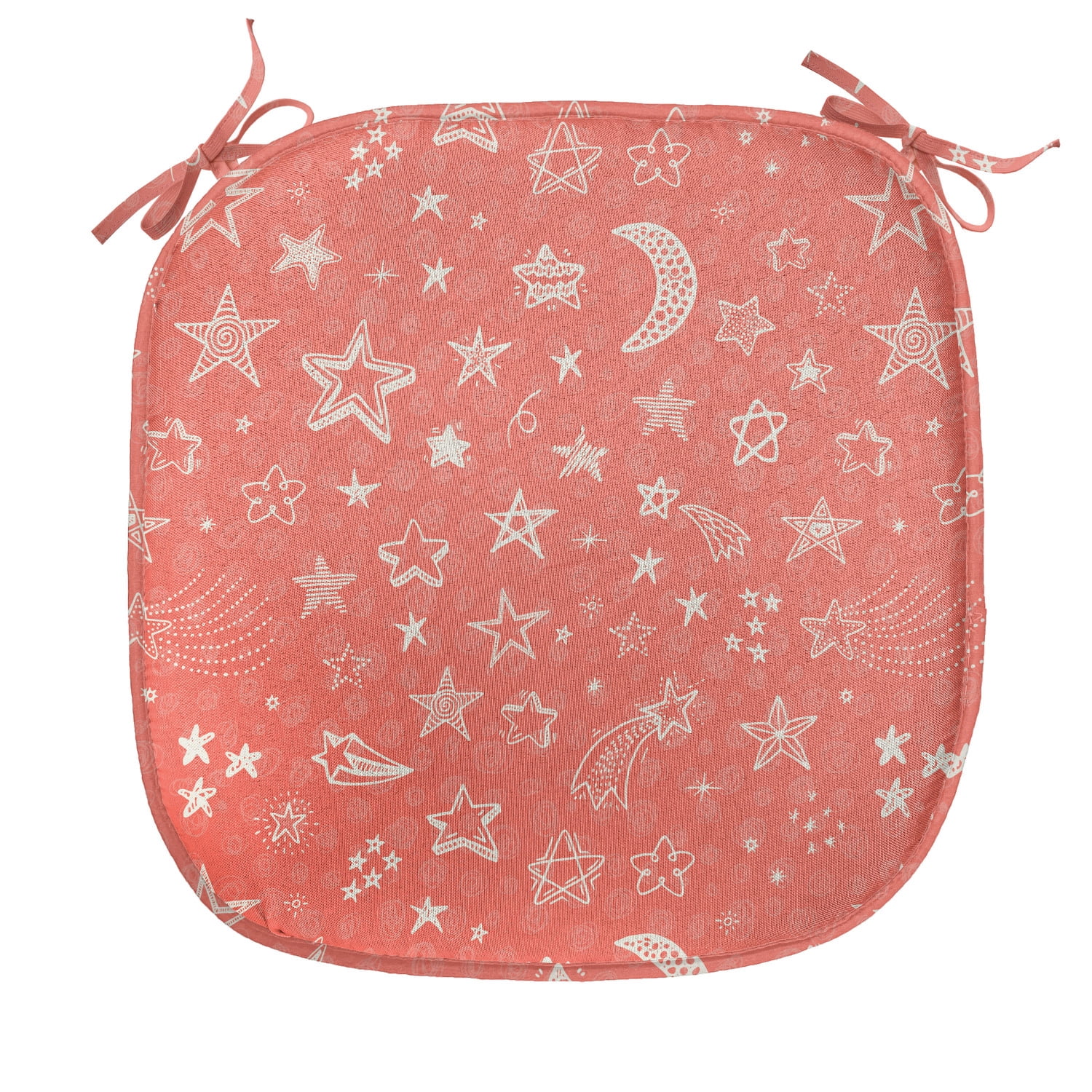 Star Chair Seating Cushion, Moon and Stars Theme Pattern Starry Night ...