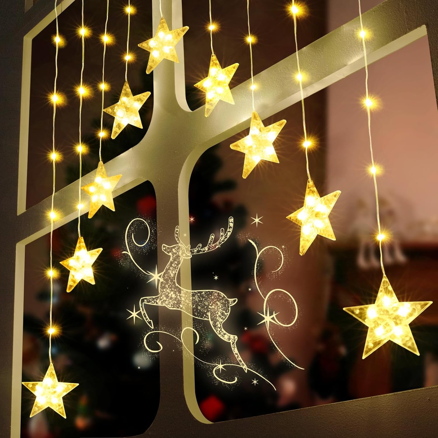 Star Christmas Decoration, 76 LEDs Indoor Outdoor IP65 Waterproof Warm ...