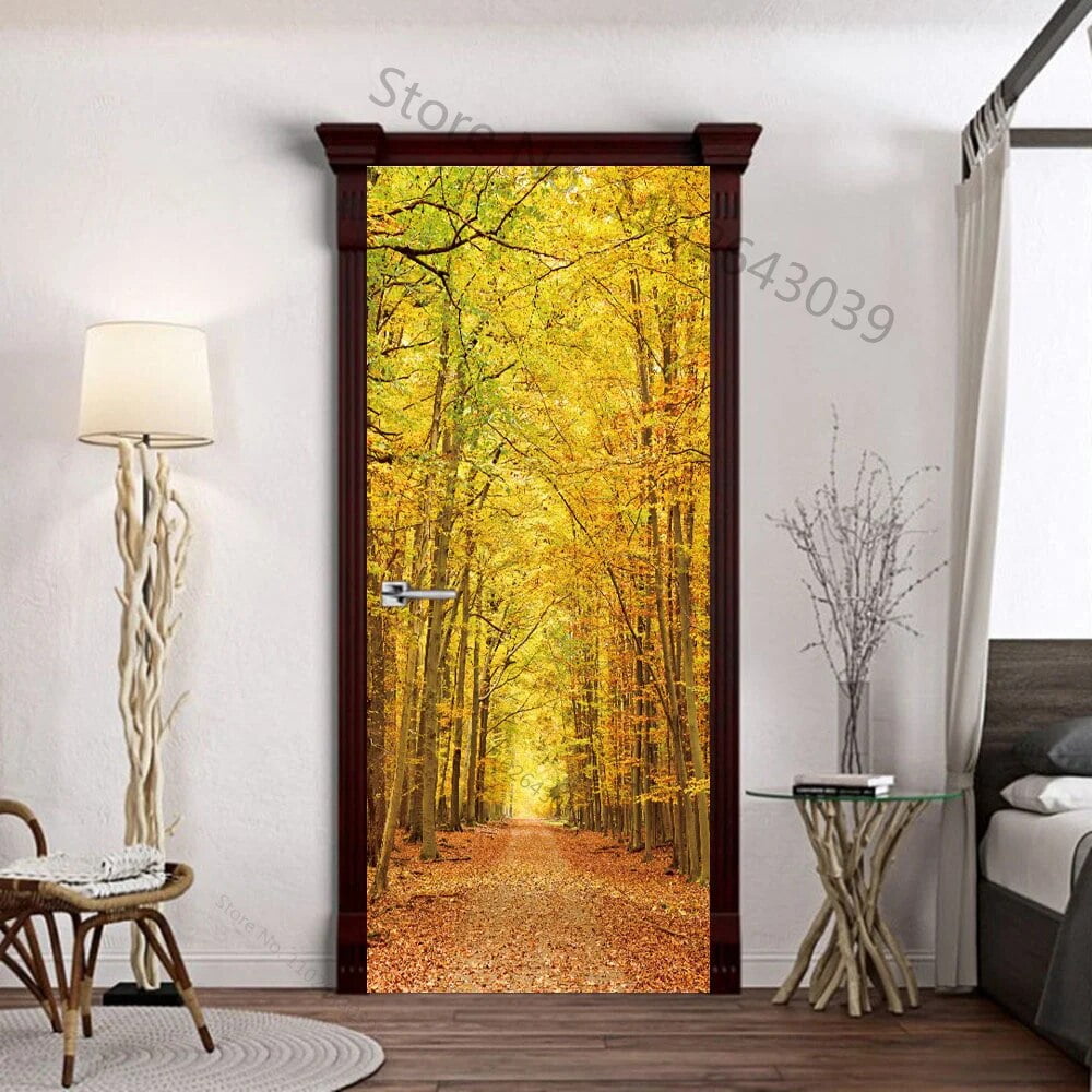 Star Coconut Landscape Door Sticker Self-adhesive Waterproof Scenery ...