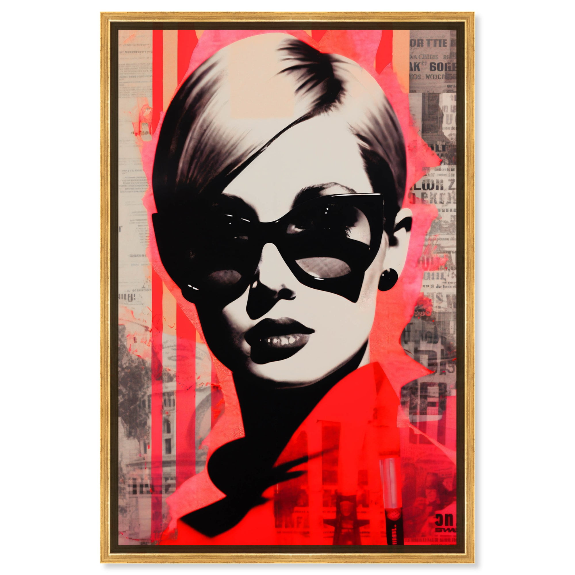Star Collage Style II Canvas Retro Art Prints by Art Remedy, Gold Frame ...