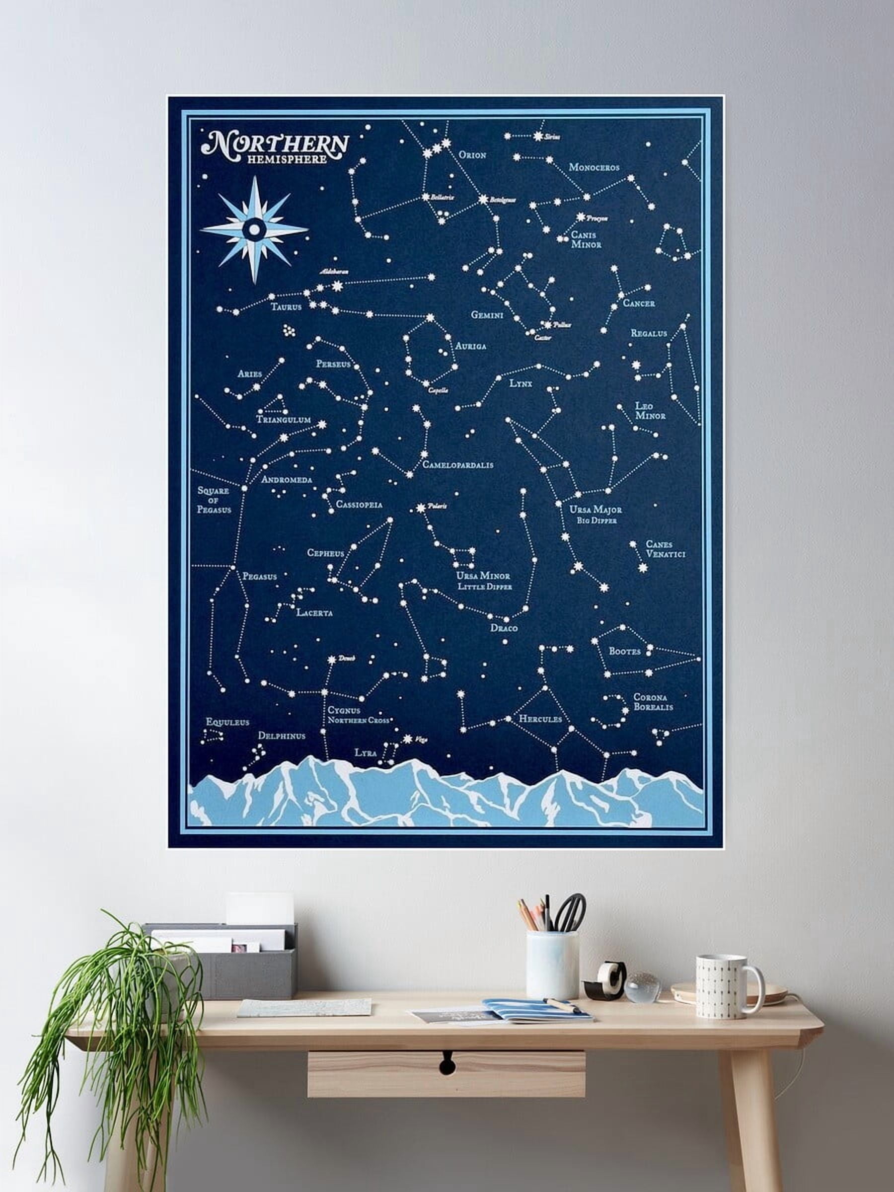Star Constellations : Vintage Northern Hemisphere Chart Print Poster ...