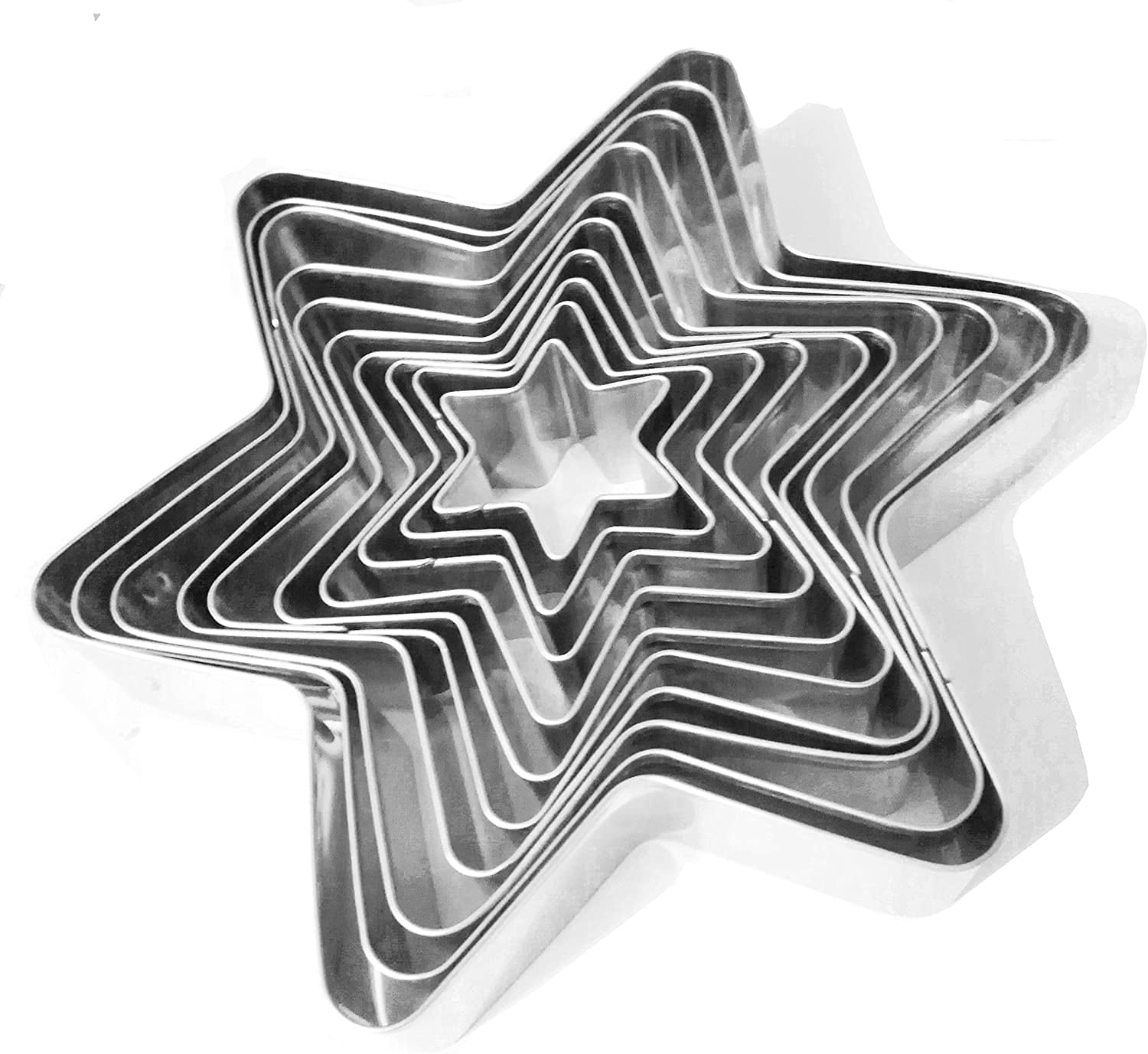 Star Cookie Cutter Set-10 pcs Stainless Steel Six-pointed Star Biscuit ...