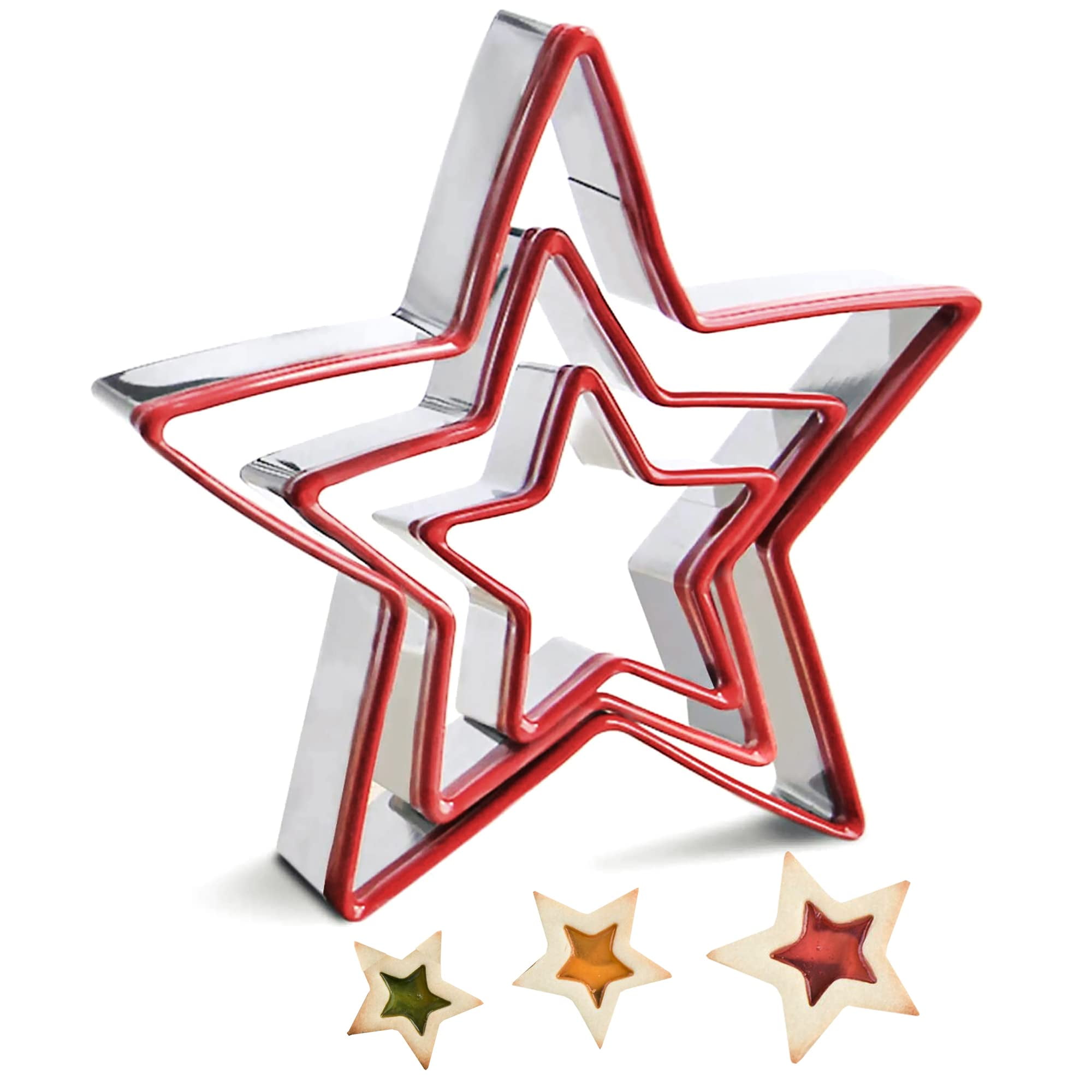 Star Cookie Cutters Set of 3, Stainless Steel Star Shape Cutters for ...
