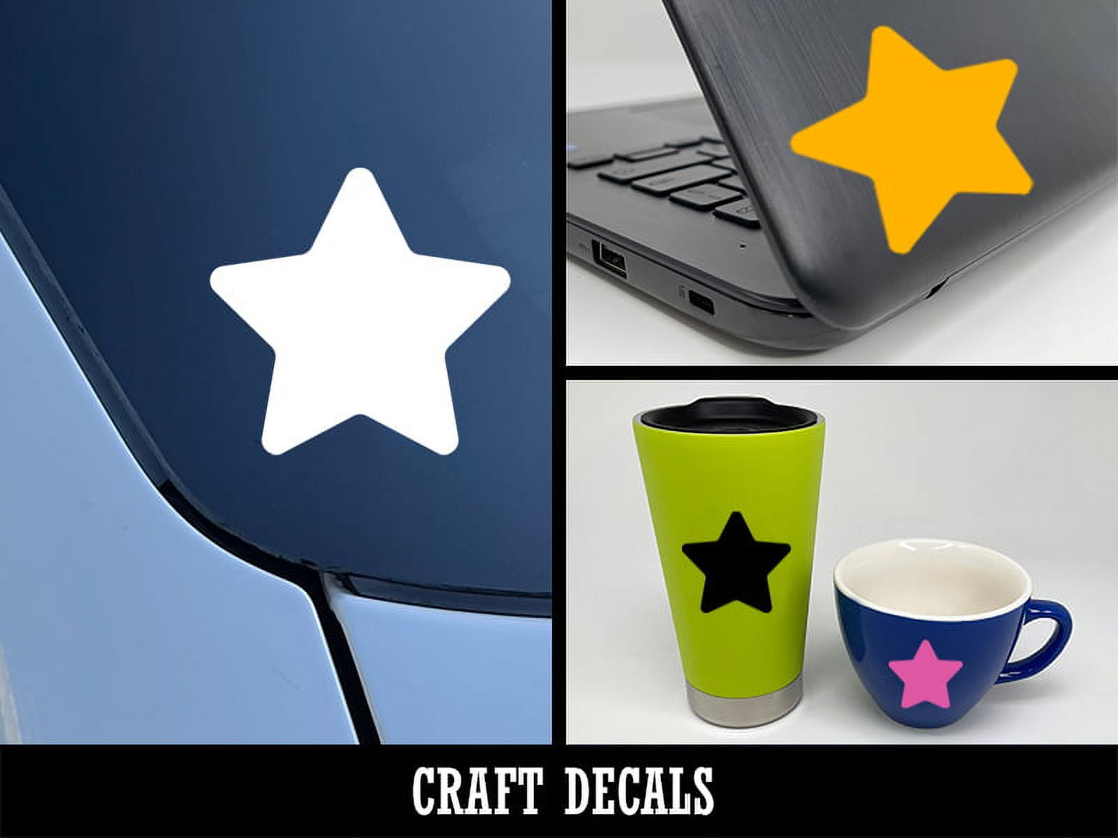 Star Curved Points Craft Vinyl Indoor Outdoor Decal Sticker - White - 5 ...