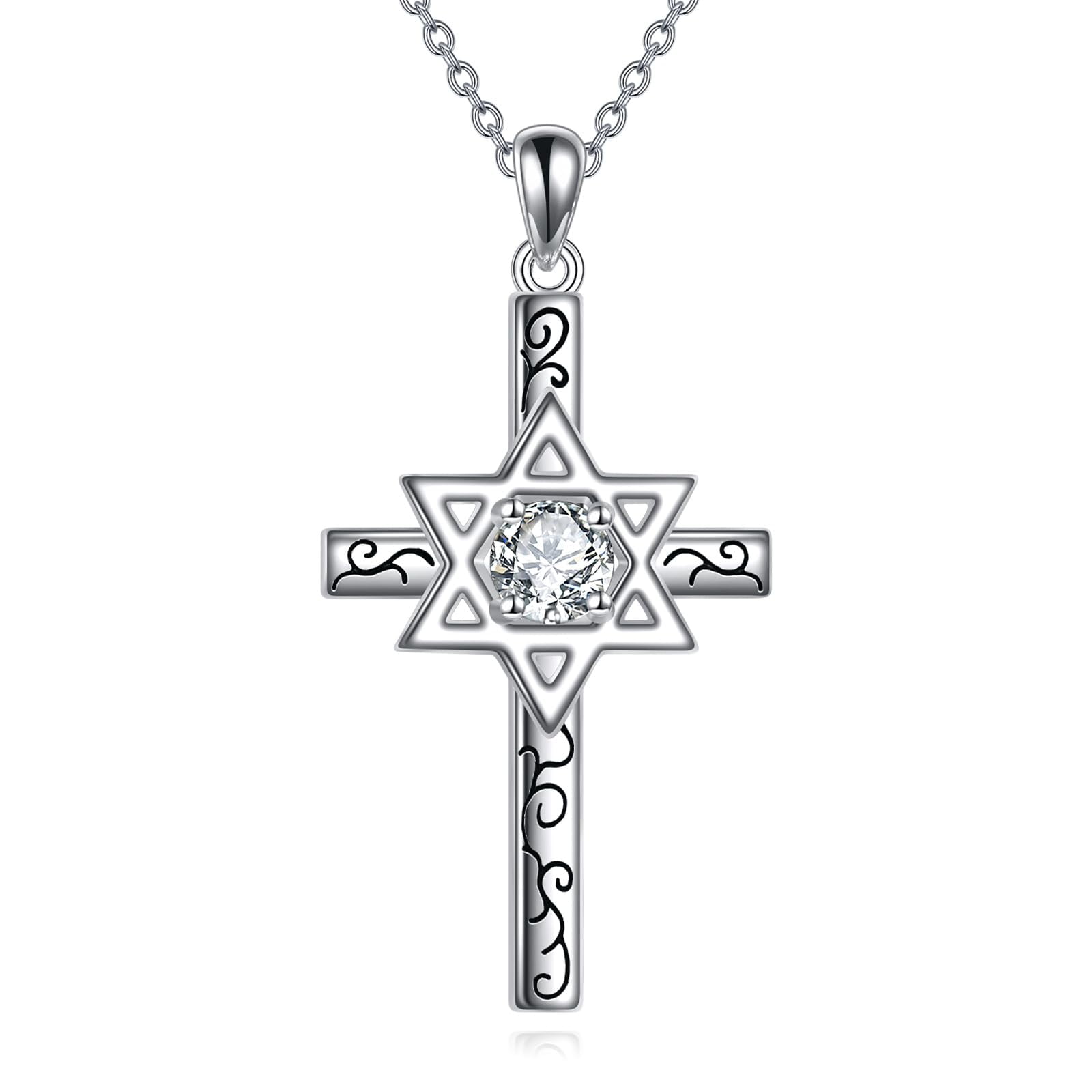 Star of David Cross Necklace Sterling Silver Cross Necklace Star of ...