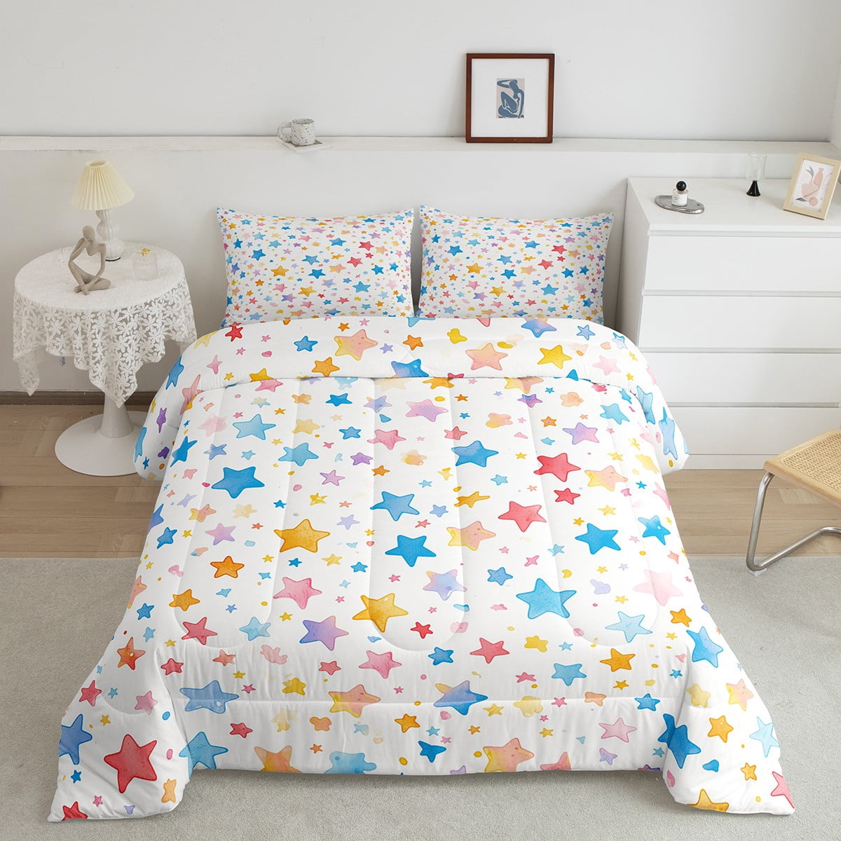 Star Decor Bedding 3 Piece Colorful Gradient Comforter Set Full Size ...