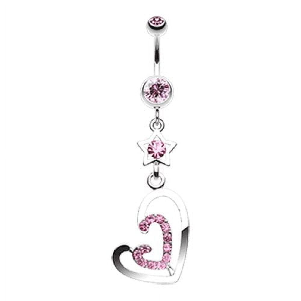 Star Double Loop Heart Belly Button Ring - Walmart.com
