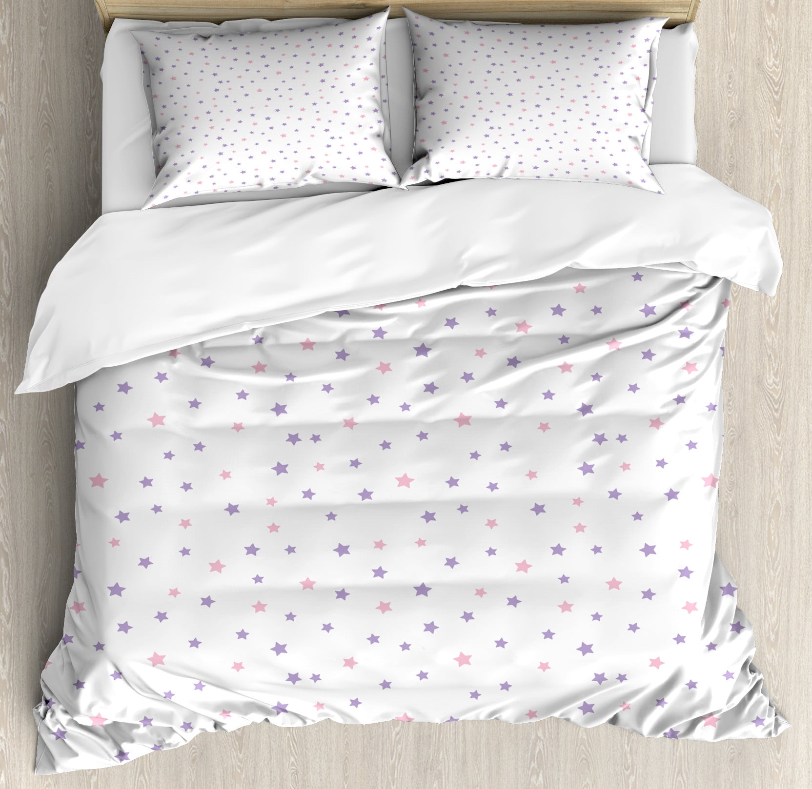 Star Duvet Cover Set, Themed Bicolour Shapes Dreaming Minimal Pastel ...