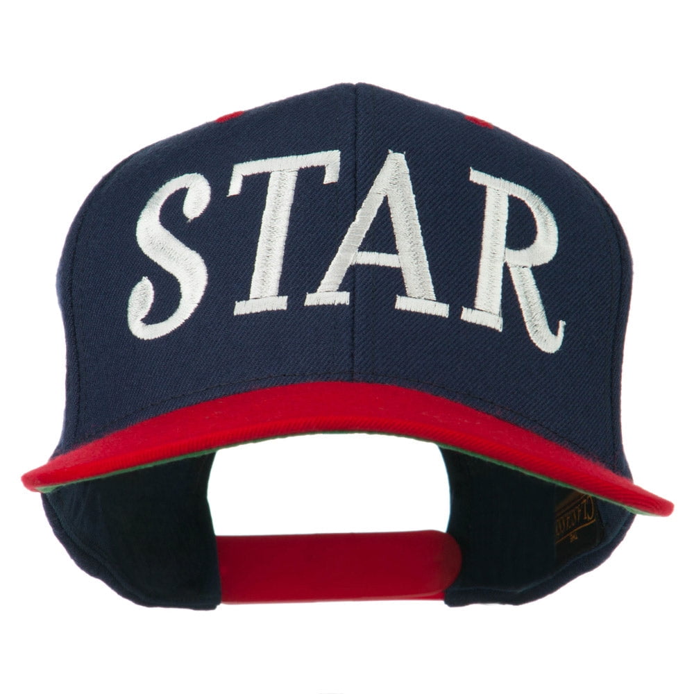Star Embroidered Snapback Cap - Navy Red OSFM - Walmart.com
