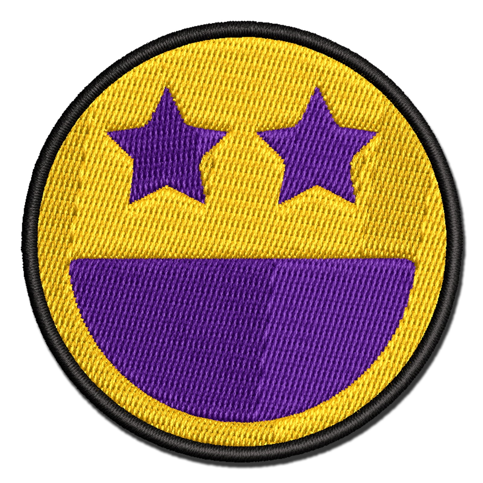 Star Eyes Happy Face Big Smile Mouth Emoticon Applique Multi-Color ...